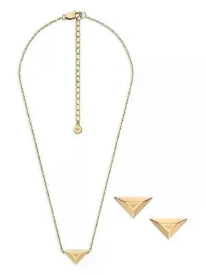 Emporio Armani Logo-pendant Jewellery Set - Gold