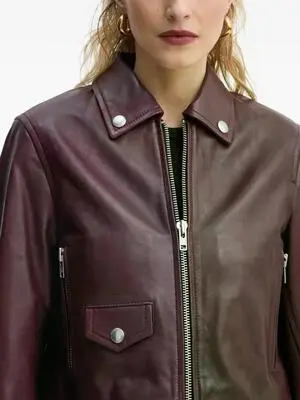 STAND STUDIO Zip-fastening Flap-pocket Leather Jacket