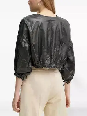 Day Birger Et Mikkelsen Drawstring-cuffed Leather Blouse