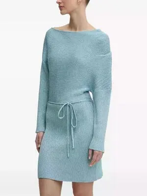 NEVER FULLY DRESSED Ribbed Boat-neck Mini Dress
