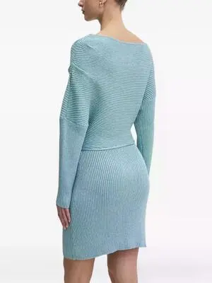 NEVER FULLY DRESSED Ribbed Boat-neck Mini Dress