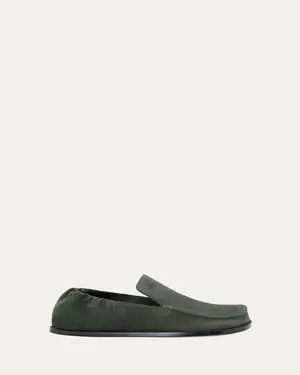Loewe Flex Suede Moc-toe Loafers - Sage