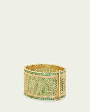 Jamie Wolf 18k Yellow Gold Woven Emerald & Diamond Bangle