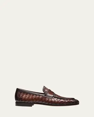 Magnanni Hyde Woven Leather Penny Loafers