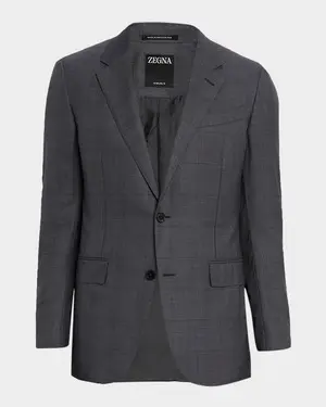 Zegna Tonal Plaid 15milmil15 Wool Suit - Blue Navy Check