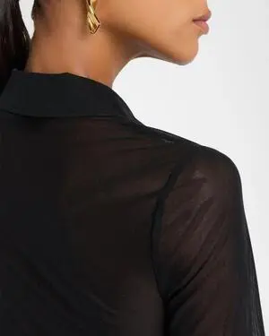 L & APOS;AGENCE Indiana Sheer Fitted Blouse - Black