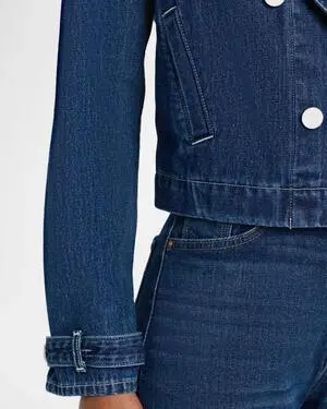 L & APOS;AGENCE Maddox Cropped Denim Trench Coat - Enchanted