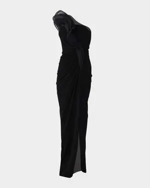 GAURAV GUPTA Gaurav Gupta One-Shoulder Draped Gown - Black