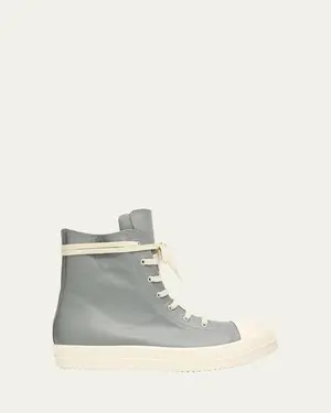 Rick Owens Calf Leather High-top Sneakers - Washed Indigo/milk/milk