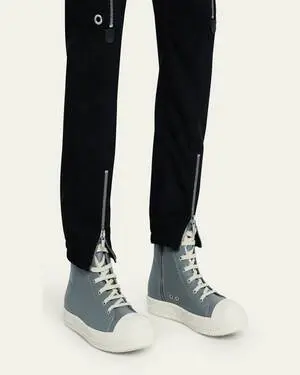 Rick Owens Calf Leather High-top Sneakers - Washed Indigo/milk/milk