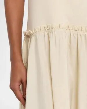 JOSEPH Cotton Jersey & Poplin Midi Dress - Beige