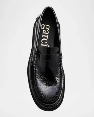 PEDRO GARCIA Sloan Patent Leather Wedge Loafers - Black