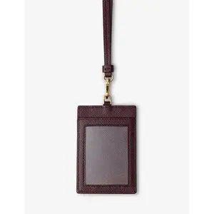 Prada Saffiano Leather Badge Holder - Burgundy