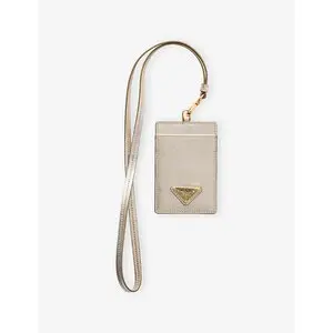 Prada Saffiano Leather Badge Holder - Gold/silver