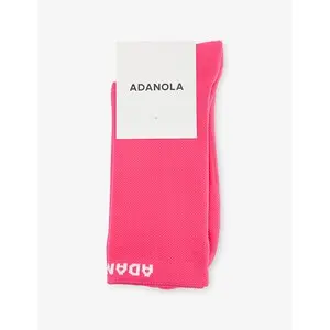ADANOLA Logo Print Running Crew Socks - White/pink