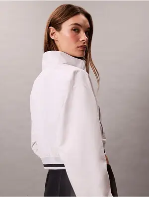 Calvin Klein Woven Cropped Track Jacket - Silver Haze