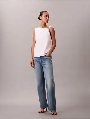 Calvin Klein Cotton Asymmetric Drape Top