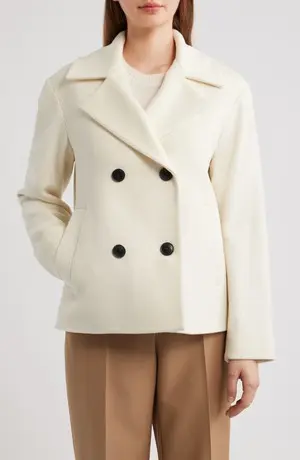 Fleurette Jane Wool Pea Coat - Parchment