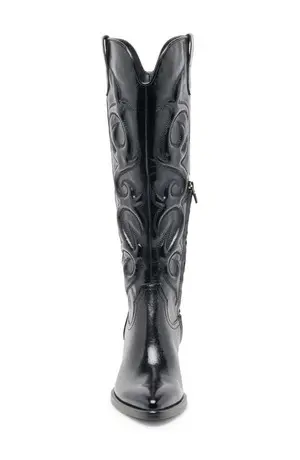 Dolce Vita Mirla Western Knee High Boots - Black Leather