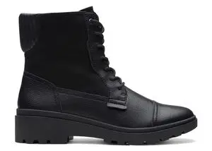Clarks Calla Charm Leather Combat Boots - Black