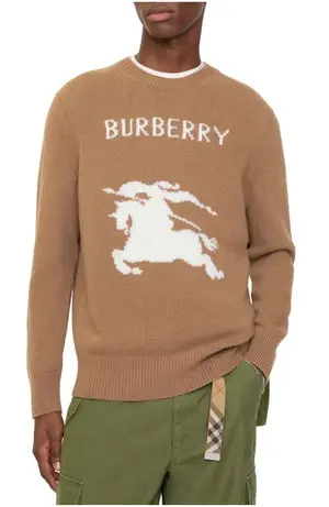 Burberry Equestrian Knight Wool Cashmere Sweater - Camel