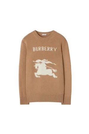 Burberry Equestrian Knight Wool Cashmere Sweater - Camel