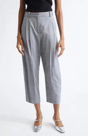 Stella McCartney Pinstriped Pleated Crop Trousers