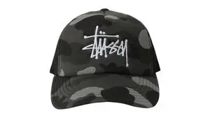 A BATHING APE X Stussy Trucker Cap - Black