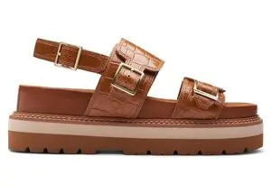 Clarks Orianna Glide Interest Leather Sandals - Tan