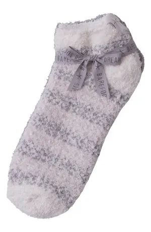 Barefoot Dreams Cozychic Heathered Stripe Ankle Socks - Dove Gray Multi