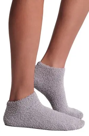 Barefoot Dreams Cozychic Heathered Stripe Ankle Socks - Dove Gray Multi