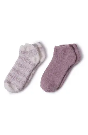 Barefoot Dreams Cozychic Heathered Stripe Ankle Socks - Teaberry Multi