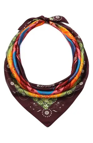 Kurt Geiger Folk Print Square Scarf - Classic Rainbow
