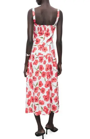 Mango Printed Sleeveless Flared Dress