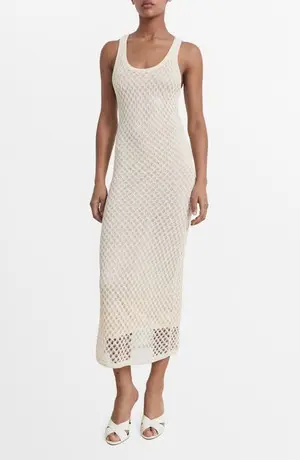 Mango Sleeveless Crochet Midi Dress