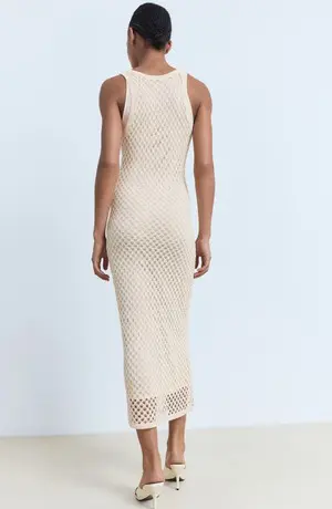 Mango Sleeveless Crochet Midi Dress