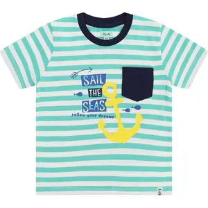 LILLY + SID Organic Cotton Sail The Seas Slogan T-shirt - Green