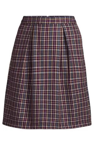 LANDS' END Plaid Skort - Plaid Gray Heather/maroon
