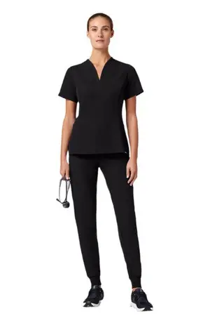 JAANUU Slim Mid-rise 6-pocket Scrub Jogger - Black