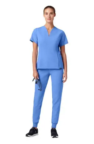 JAANUU Slim Mid-rise 6-pocket Scrub Jogger - Ceil Blue