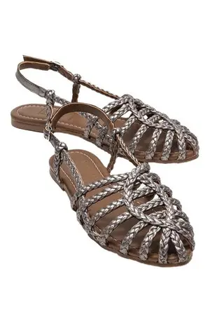 PROLOGUE SHOES Claudia Slingback Sandals Platinum Faux Leather