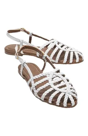PROLOGUE SHOES Claudia Slingback Sandals - White Faux Leather