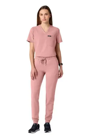 JAANUU Jace 7-pocket Skinny Scrub Jogger - Mauve