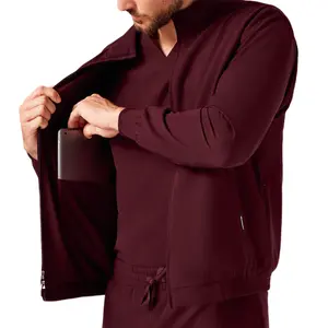 JAANUU Wolfe Classic Scrub Jacket - Burgundy