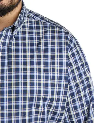 OAK HILL Big & Tall Small Plaid Performance Sport Shirt