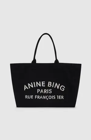 ANINE BING Leo Canvas Tote Bag - Black