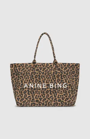ANINE BING Leo Canvas Tote Bag - Black/brown Leopard