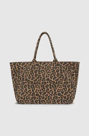 ANINE BING Leo Canvas Tote Bag - Black/brown Leopard