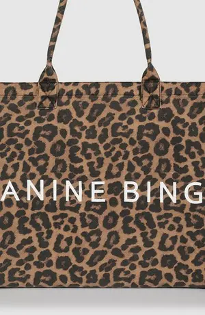 ANINE BING Leo Canvas Tote Bag - Black/brown Leopard