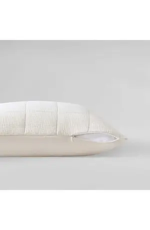 Calvin Klein Solid Quilted Cotton Gauze Pillow Sham - Light Beige